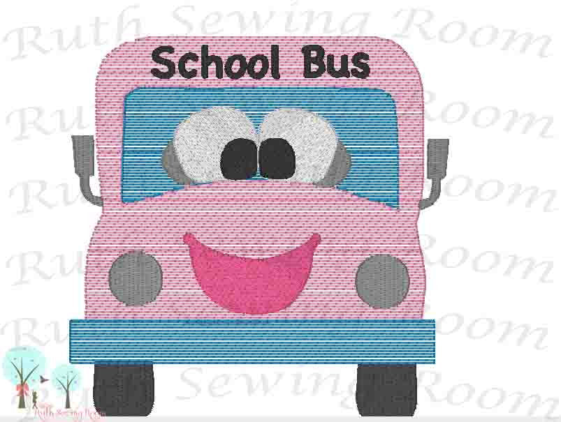 School Bus Vintage Stitch, Per-K, Grade School Bus Stitch Embroidery D ...