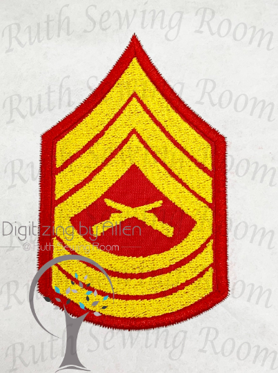 Marine Master Sergeant Rank Logo Applique Embroidery Design – Ruth ...