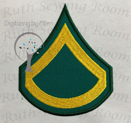 Army Private First Class Rank Logo Applique Embroidery Design – Ruth ...